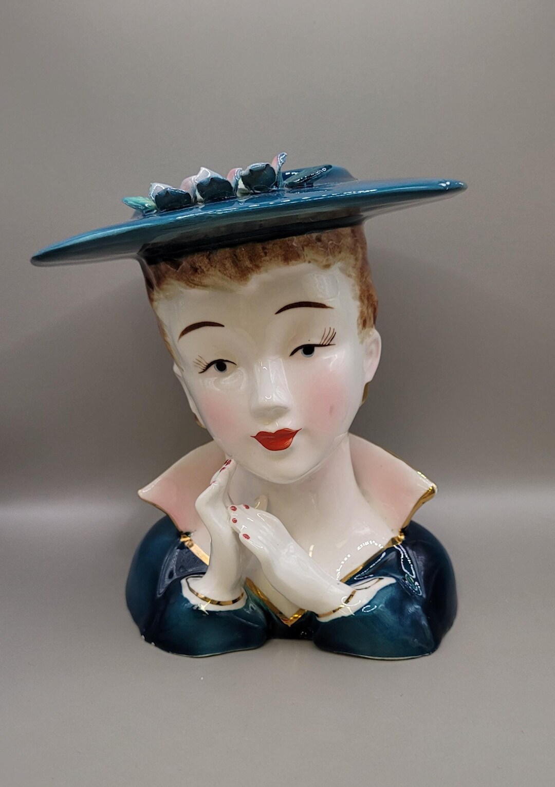 Vintage Lefton's Lady Head Vase 70565 - Etsy