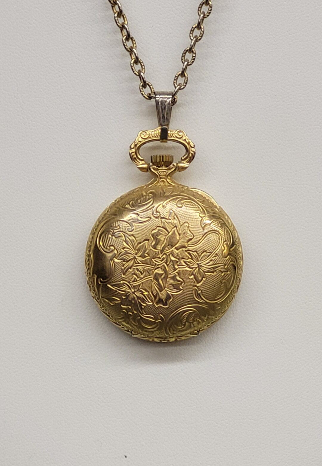 Gold Tone Ladies Pendant Watch W/ Chain Chain WORKS - Etsy