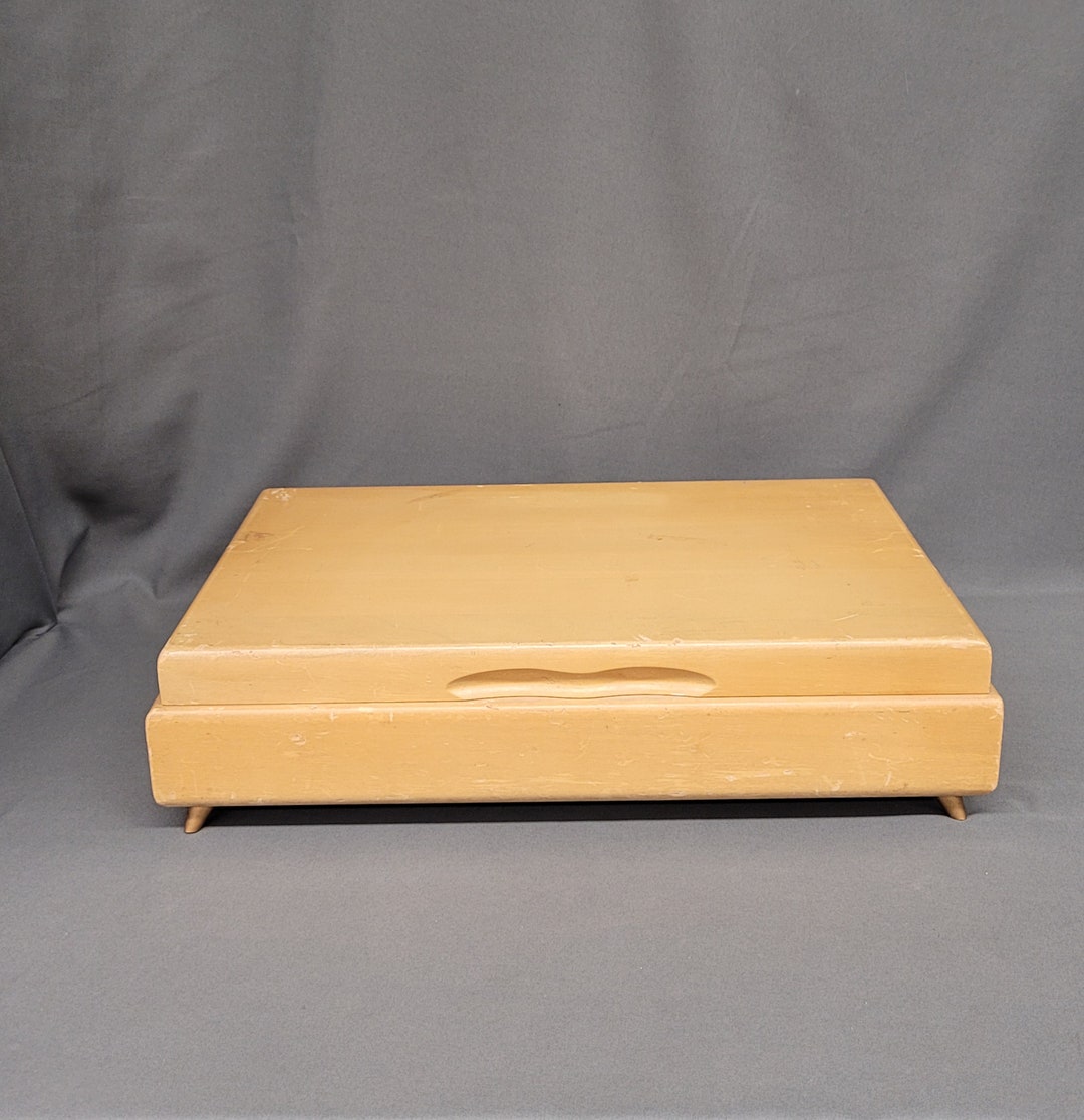 Footed Blond Wood Community Anti-tarnish Flatware Box - Etsy