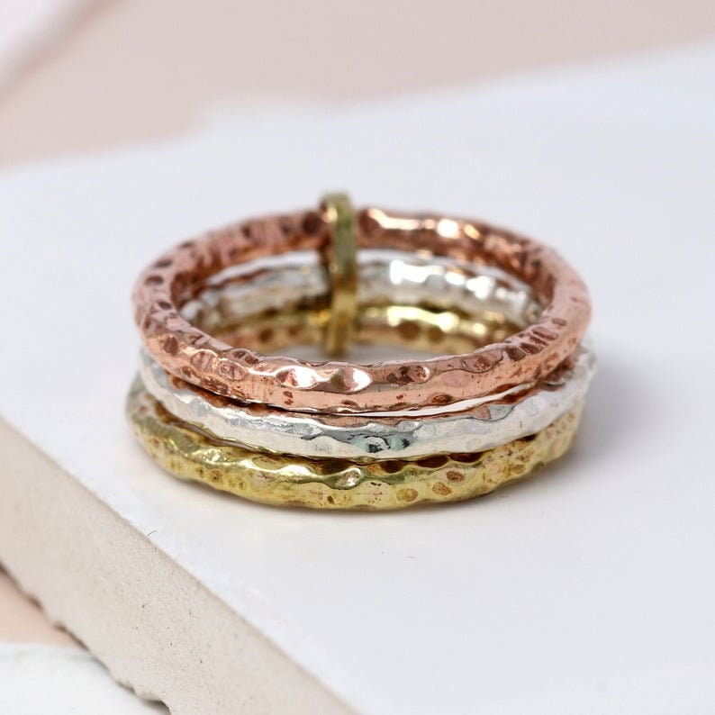 Triple Bands Ring, Tri Spinner, Three Tone Ring, Spinner Ring, Silver ...