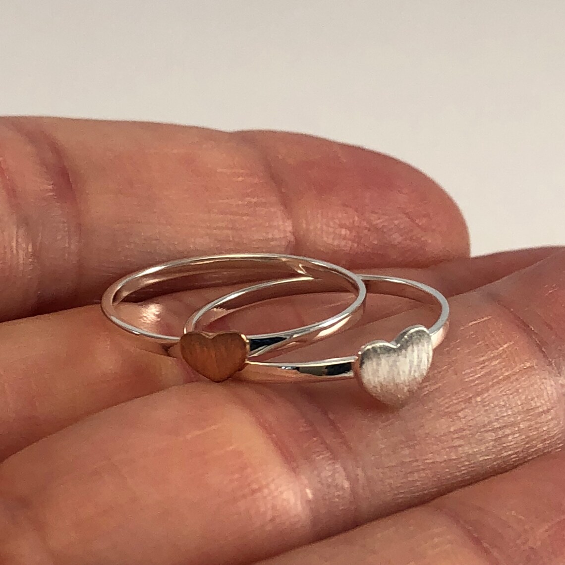 Rose Gold Heart Ring, Silver Hearts Ring, Rose Gold Jewelry, Stacking ...