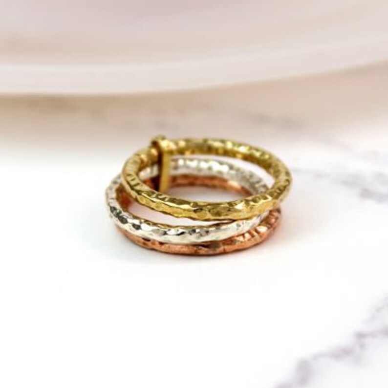 Triple Bands Ring, Tri Spinner, Three Tone Ring, Spinner Ring, Silver ...
