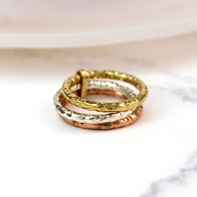 Triple Bands Ring, Tri Spinner, Three Tone Ring, Spinner Ring, Silver ...