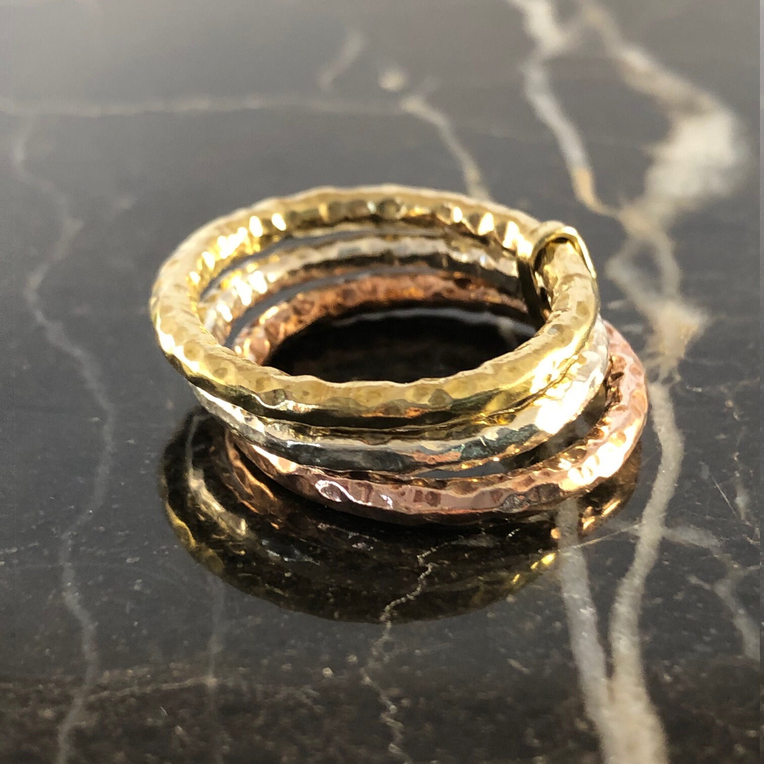 Triple Bands Ring, Tri Spinner, Three Tone Ring, Spinner Ring, Silver ...