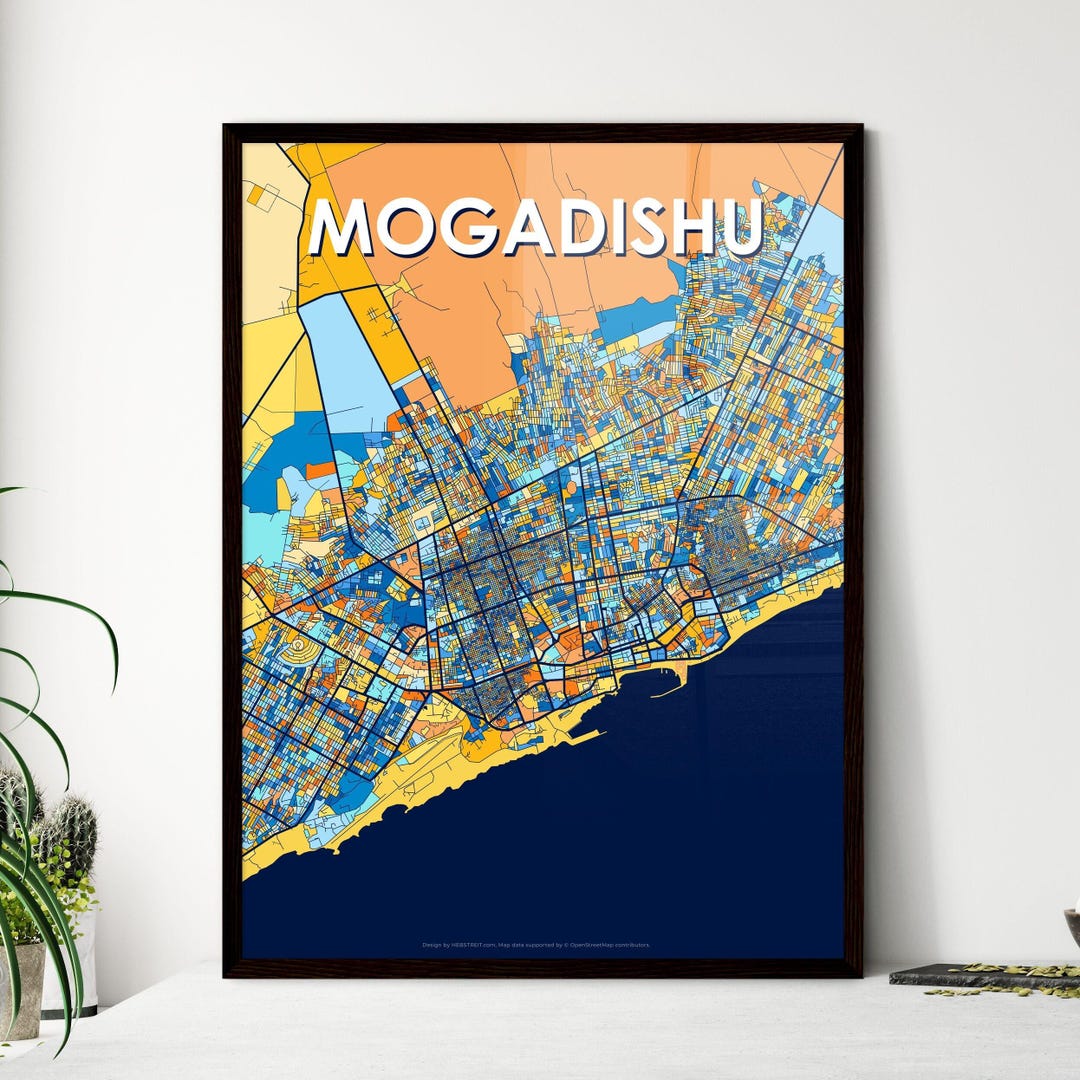 Vibrant Art Map of Mogadishu, Somalia - Unique Wall Decor | Perfect ...