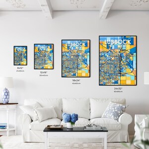 LUBBOCK TEXAS Art Map Poster - Vibrant, Unique Wall Decor ...