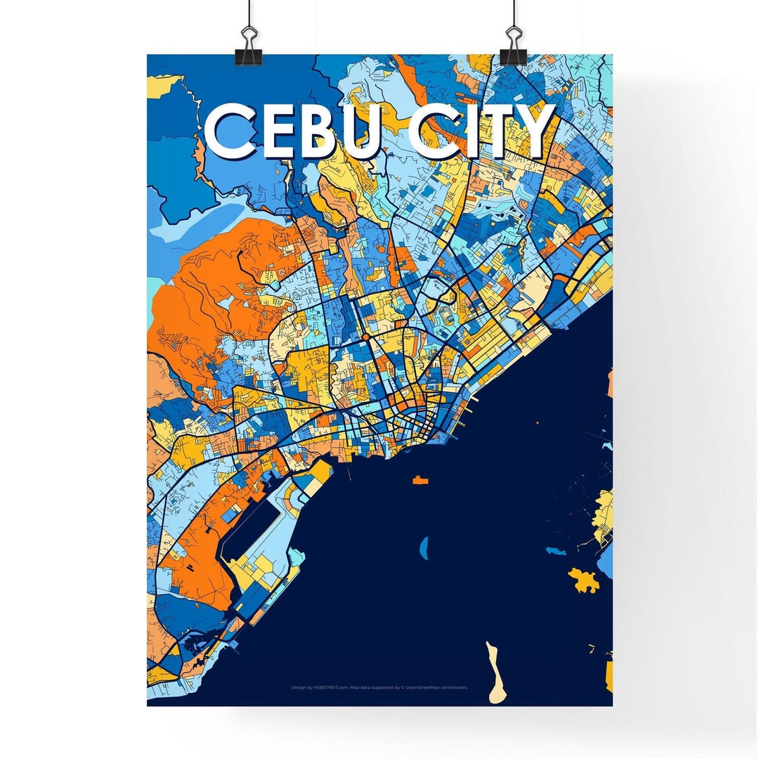 Cebu City Art Map Poster - Vibrant Wall Decor, Unique Gift Idea for ...