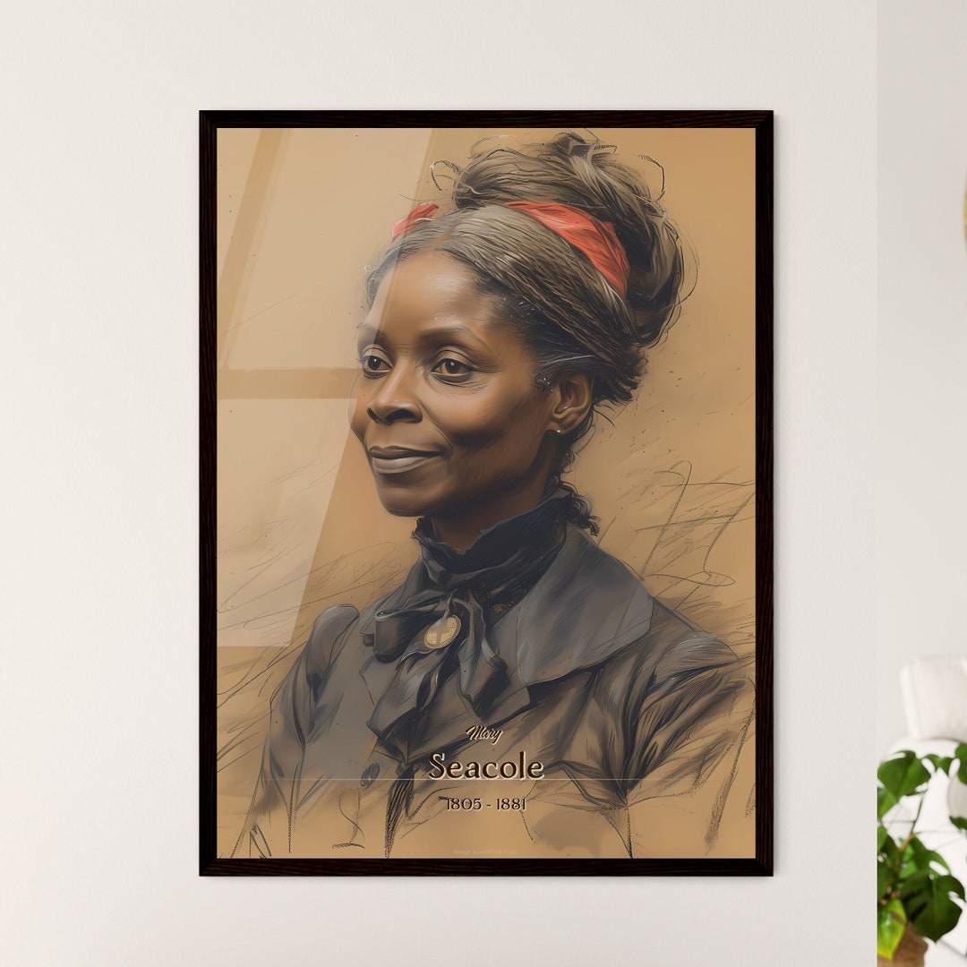 Mary, Seacole, 1805 1881, A Poster of a Woman With a Red Bow in Her ...