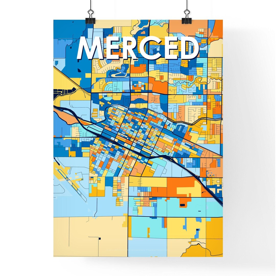 Personalisable MERCED CALIFORNIA Art Map Poster - Vibrant Wall Decor ...
