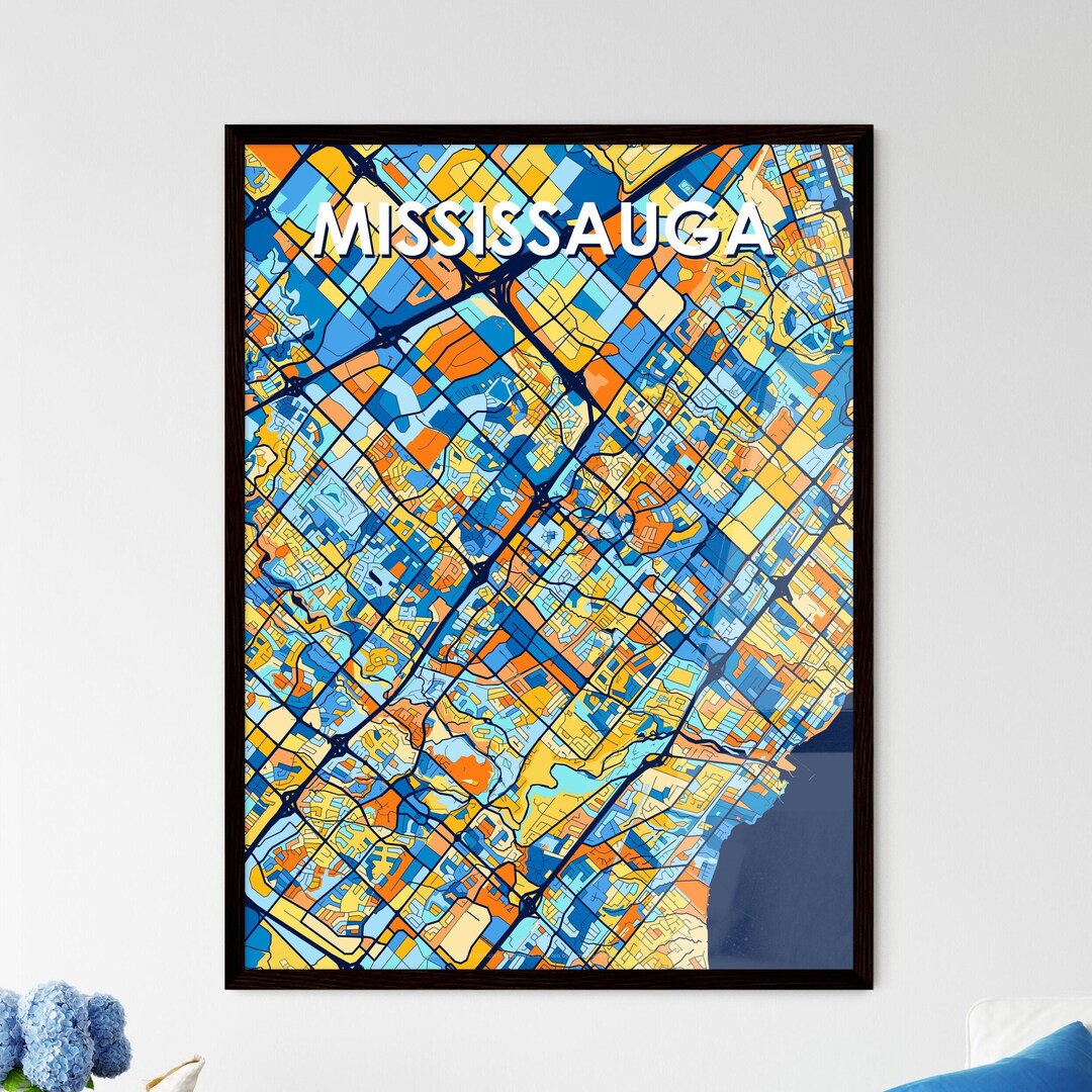 Vibrant Mississauga Map Art Print Unique Colorful Wall Decor for Home ...