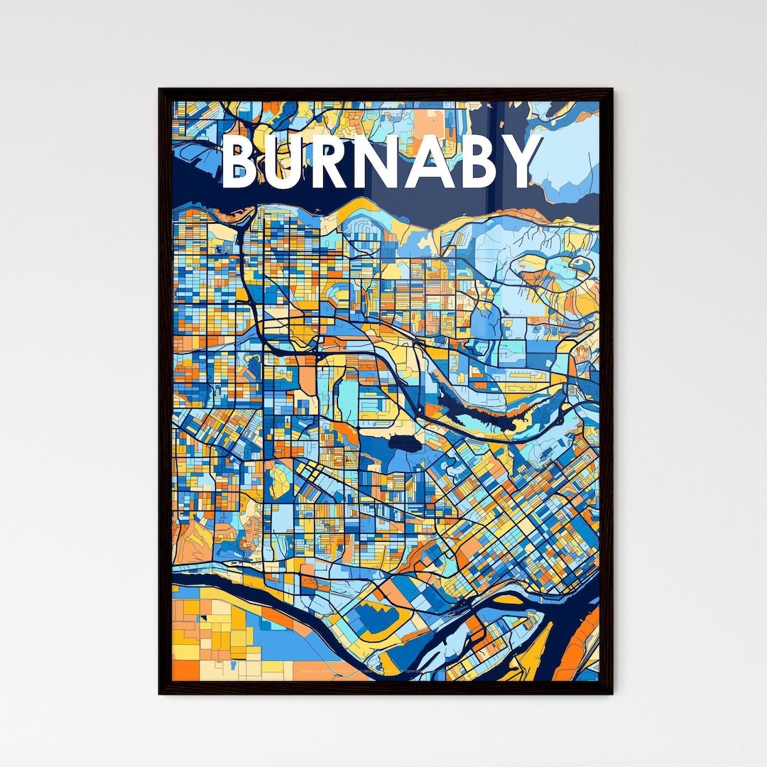 Burnaby Art Map Poster - Vibrant Canadian City Decor, Unique Gift for ...