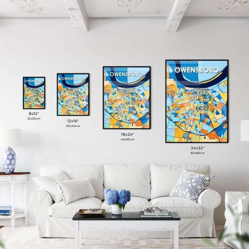 Owensboro Kentucky Art Map Poster - Unique Wall Decor | Perfect ...