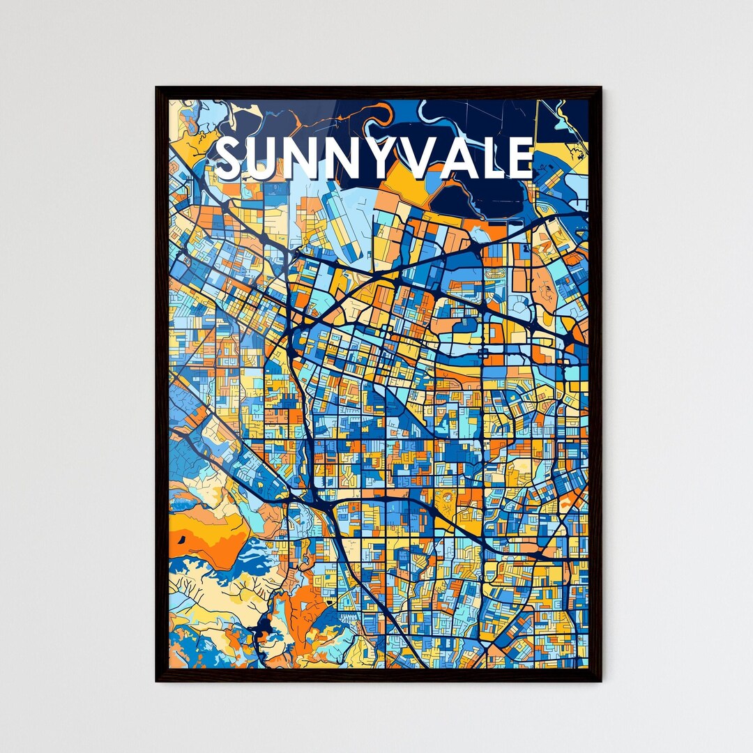 Sunnyvale California Art Map Poster – Vibrant, Unique Wall Decor for Home | Perfect ...