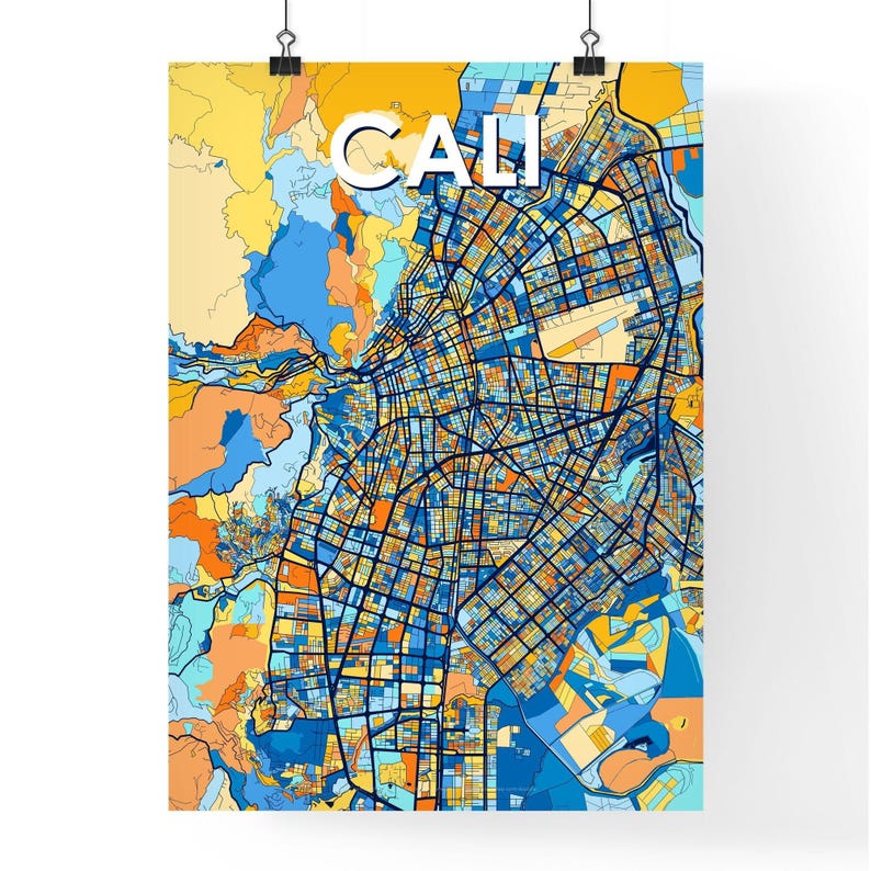 Cali Colombia Art Map Poster - Vibrant Wall Decor | Unique Gift for ...
