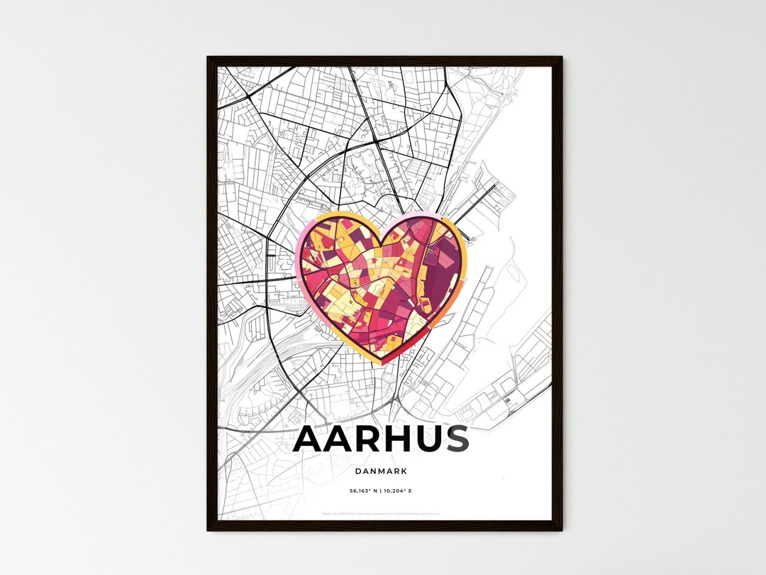 AARHUS DENMARK Map - Choose One of Three Styles - Customizable Poster ...