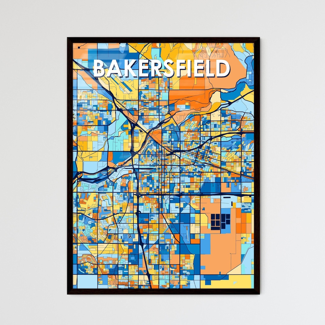 Bakersfield Art Map Poster - Unique Wall Decor for Home, Perfect Personalisable Gift for Any ...