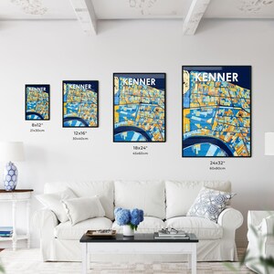 KENNER LOUISIANA Vibrant Art Map Poster - Unique Wall Decor, Perfect ...