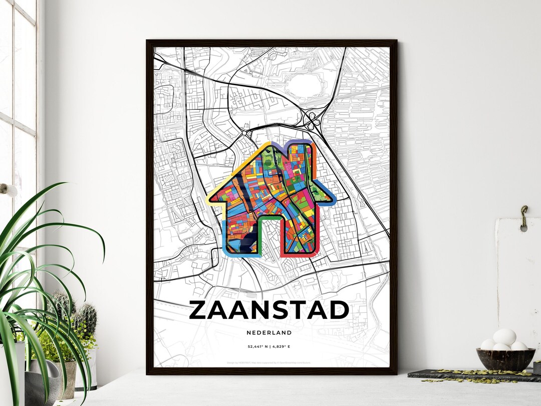 ZAANSTAD NETHERLANDS Minimal Art Map With a Colorful Icon. - Etsy