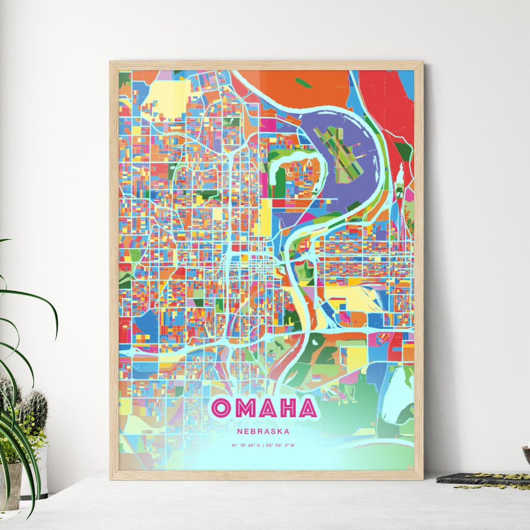 Omaha Nebraska Crazy Colorful Art Map Custom Poster A Perfect Gift. - Etsy