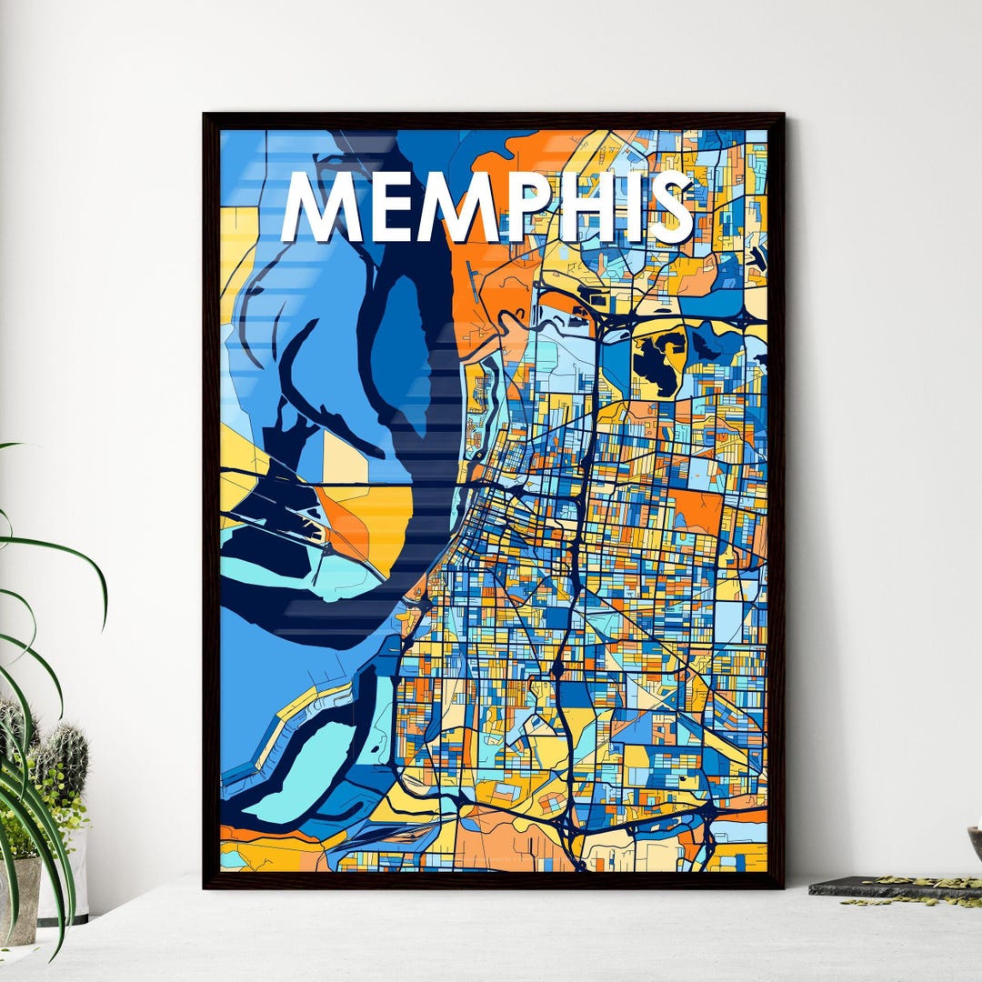 Memphis Tennessee Colorful Art Map Poster - Unique Wall Decor for Home ...