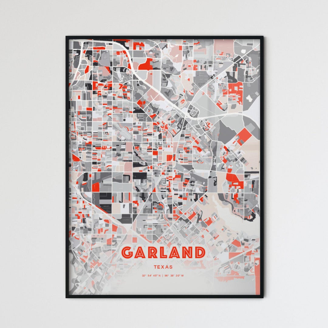 Modern Garland Texas Art Map Custom Expressive Poster - Etsy