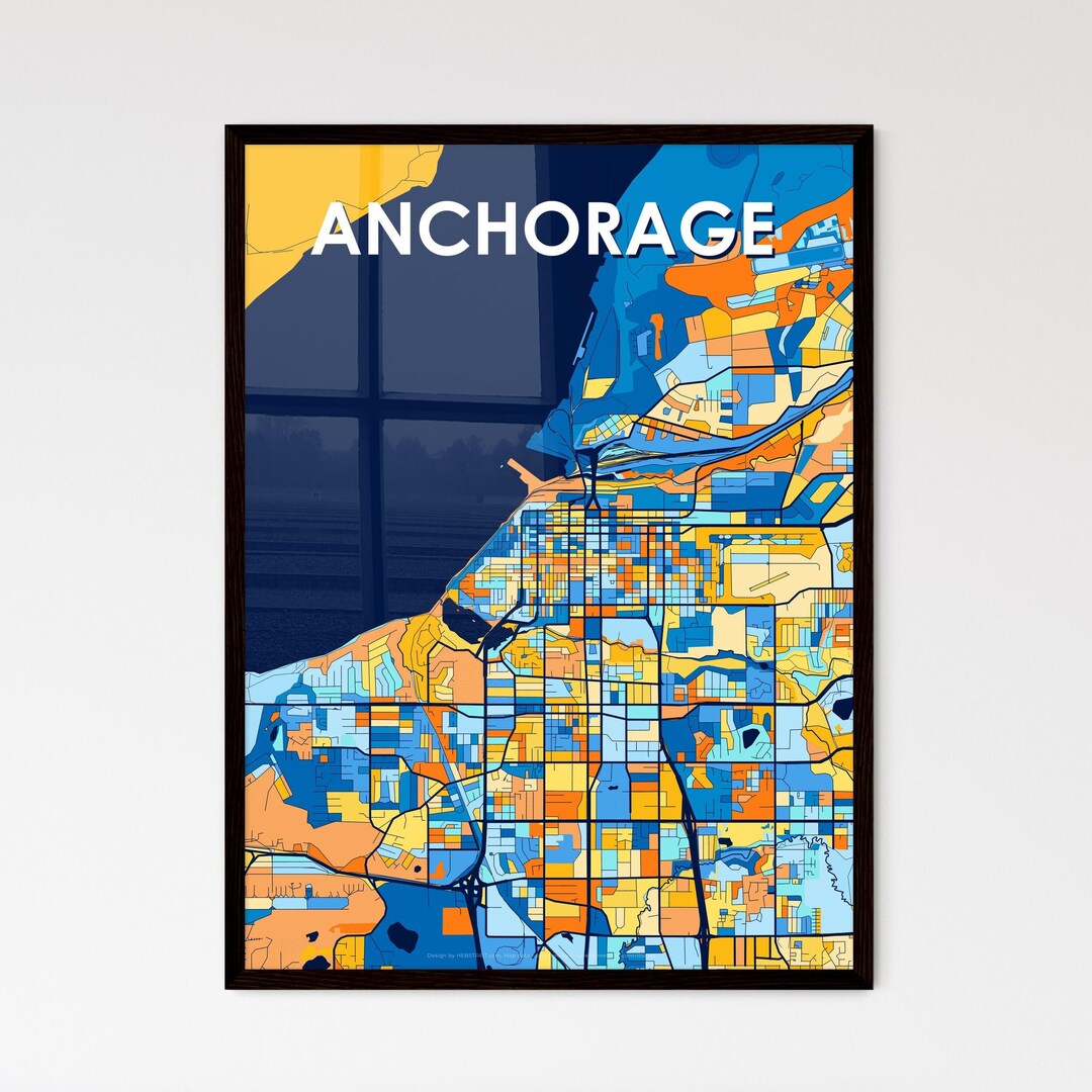 Personalisable Anchorage Alaska Art Map Poster - Vibrant Colorful Decor ...