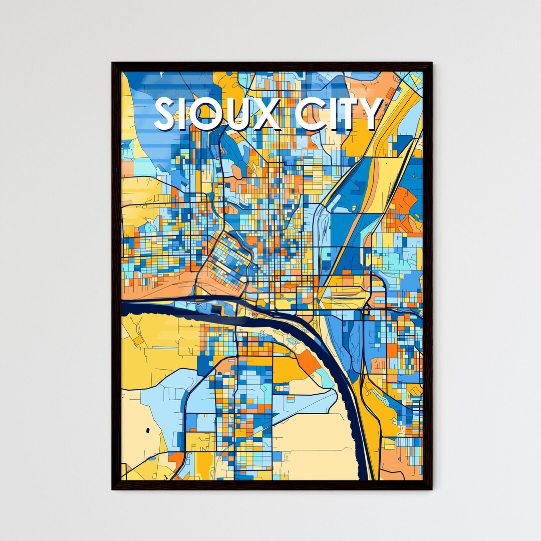 SIOUX CITY IOWA Vibrant Colorful Art Map Poster Perfect Gift for ...