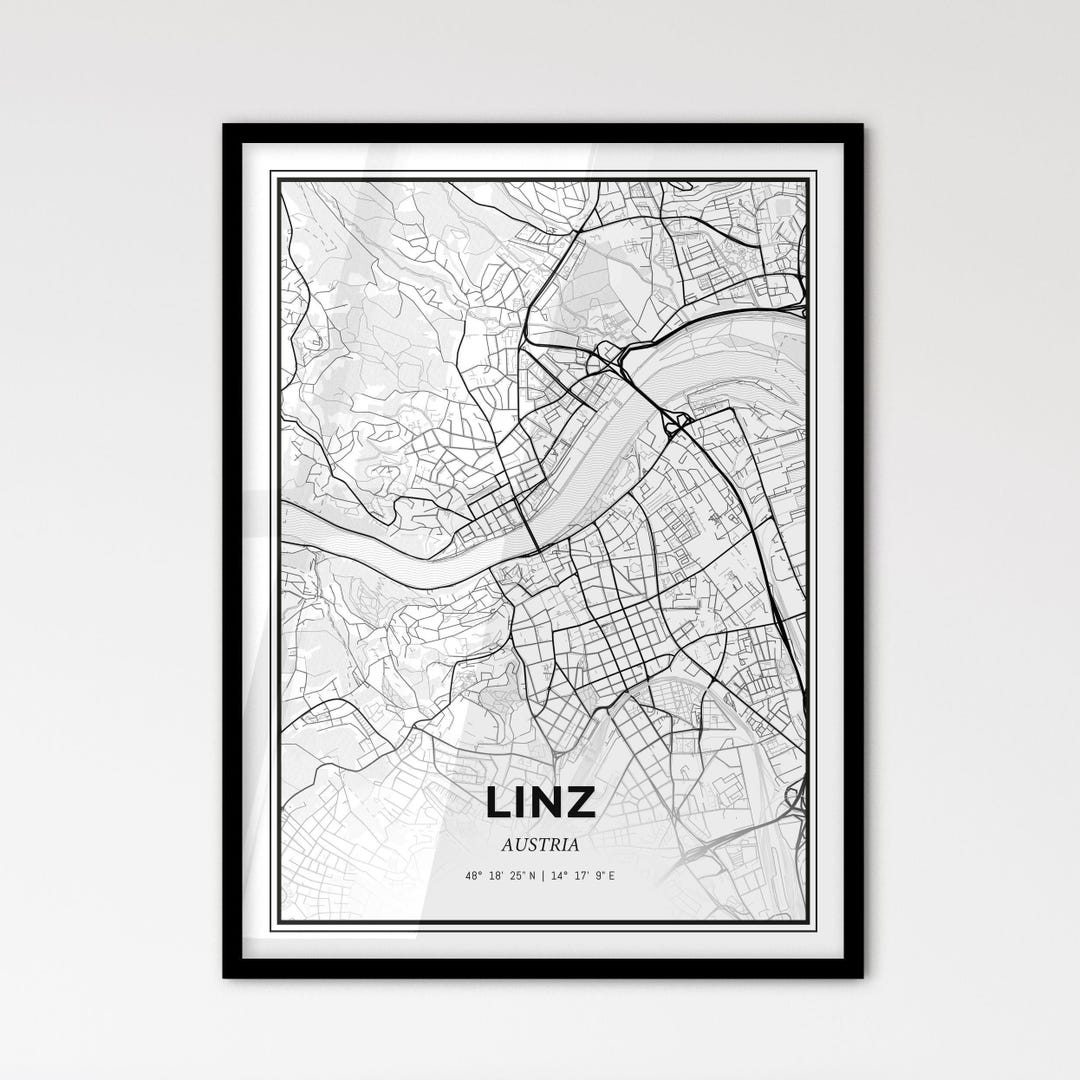 Linz Austria - Scandinavian Style City Map for Modern Home Decor ...