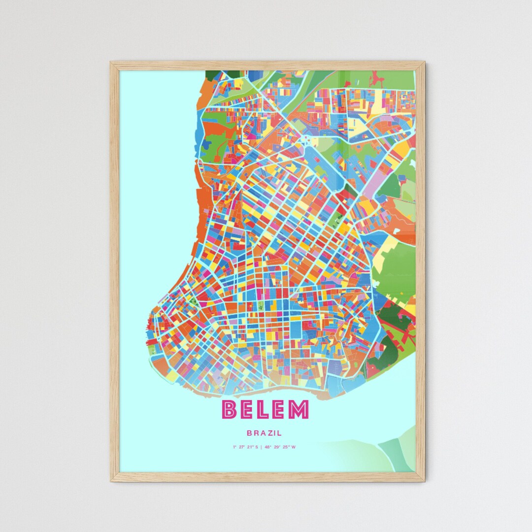 Belem Brazil Crazy Colorful Art Map Custom Poster A Perfect Gift. - Etsy