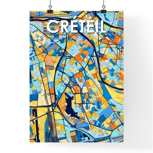 CRÉTEIL FRANCE Vibrant Colorful Art Map Poster Perfect Gift - Etsy