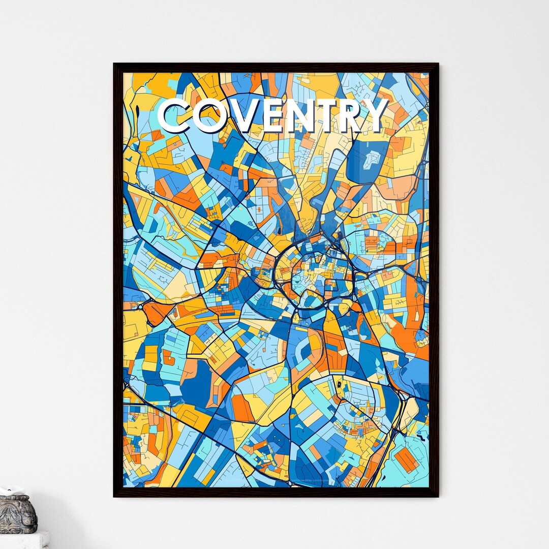 Custom Coventry England Art Map Poster - Vibrant Colorful Decor for ...