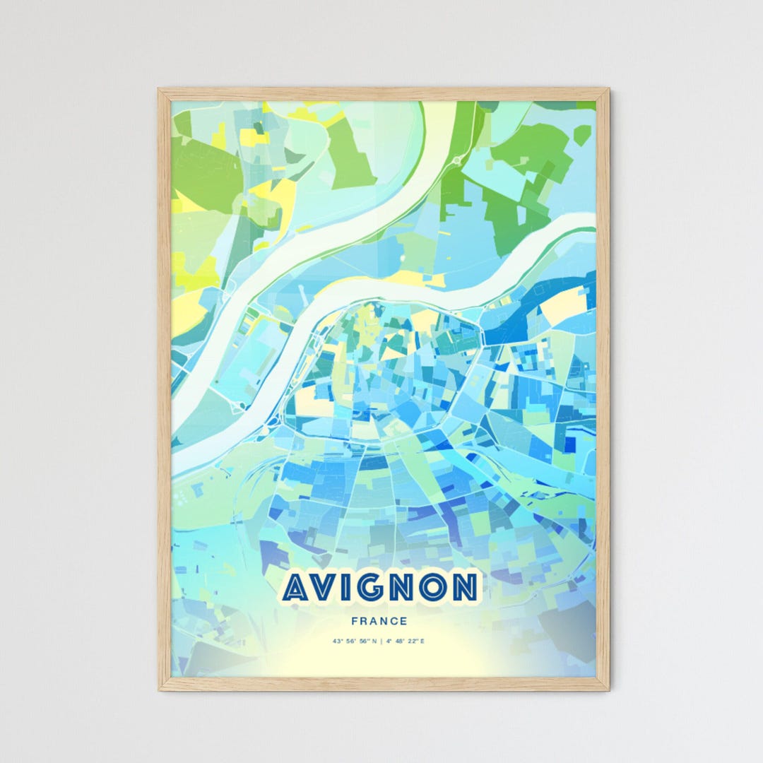Avignon France Bluish Art Map Customizable Poster Print, Unique Wall Decor, Personalized Gift - Etsy