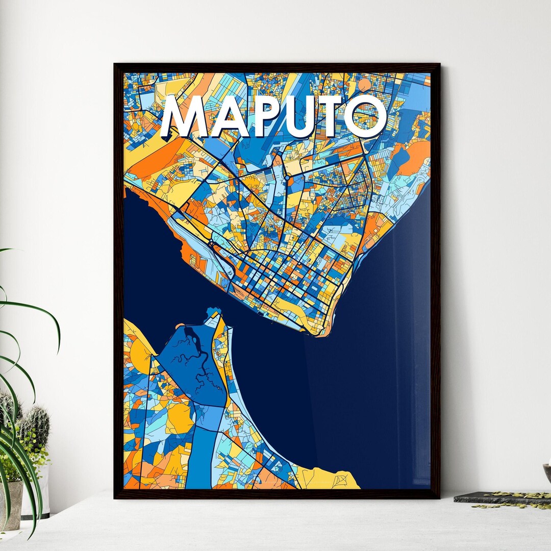 Vibrant Maputo Mozambique Art Print - Unique Colorful Wall Decor | Personalisable Gift for Home ...