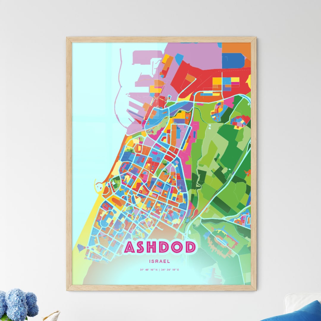 ASHDOD ISRAEL Crazy Colorful Art Map Custom Poster a Perfect Gift. - Etsy
