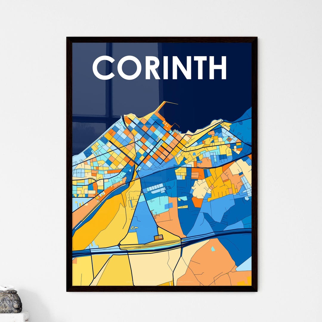 Personalisable Corinth, Greece Art Map Poster - Vibrant, Wall Decor for ...