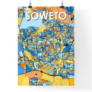 Soweto Art Map Poster Vivid Wall Decor for Unique Interiors Memorable ...