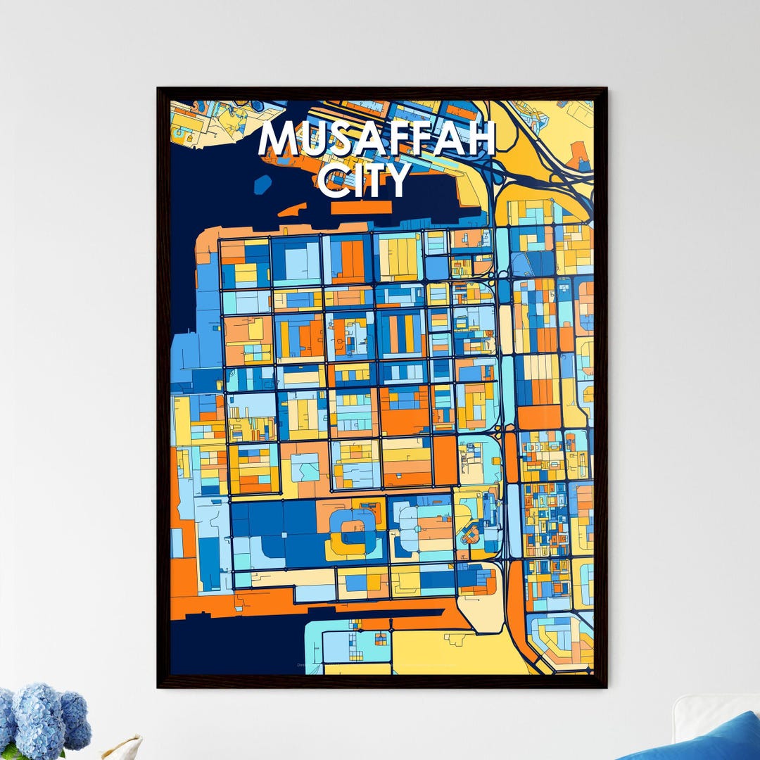Musaffah City Art Map Poster - Vibrant UAE Decor for Unique Gifts ...