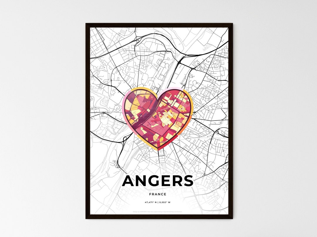 Angers France Map - Choose One of Three Styles - Customizable Poster ...