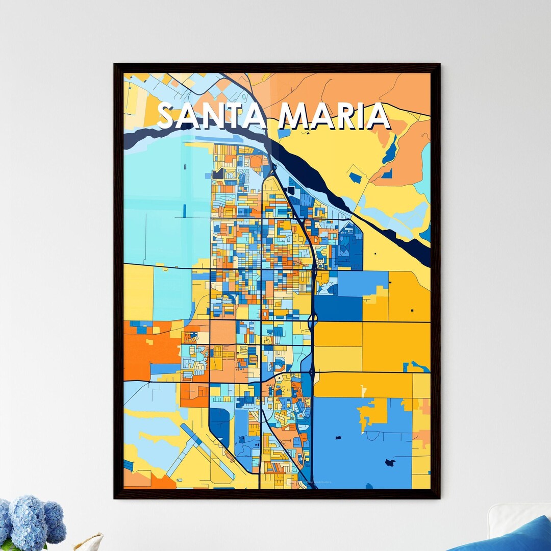 Santa Maria California Art Map Poster: Colorful Home Decor - Etsy