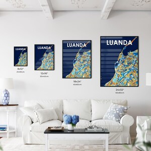Luanda, Angola Art Map Poster - Vibrant Colorful Decor for Unique Home ...