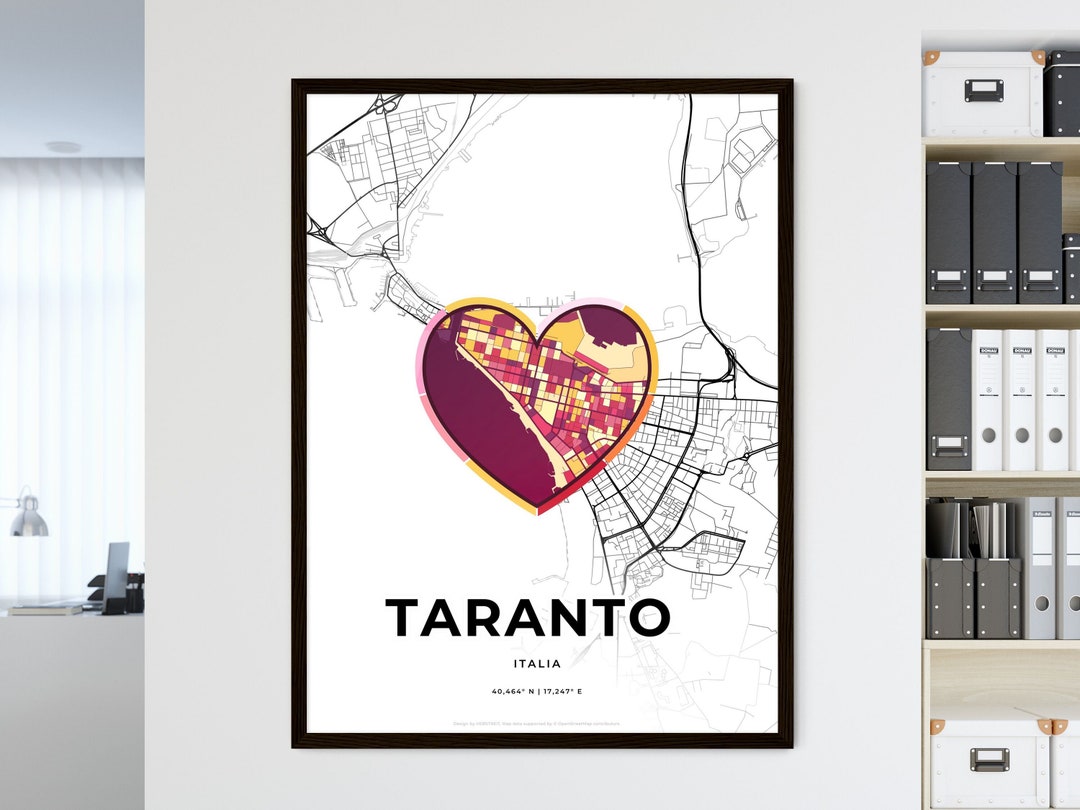 TARANTO ITALY Map Choose From 3 Styles Choose One of Three Styles ...
