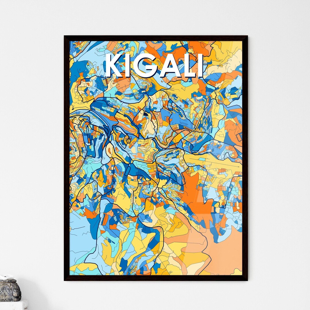 Stunning Kigali, Rwanda Art Map Poster - Customizable, Vibrant Wall ...