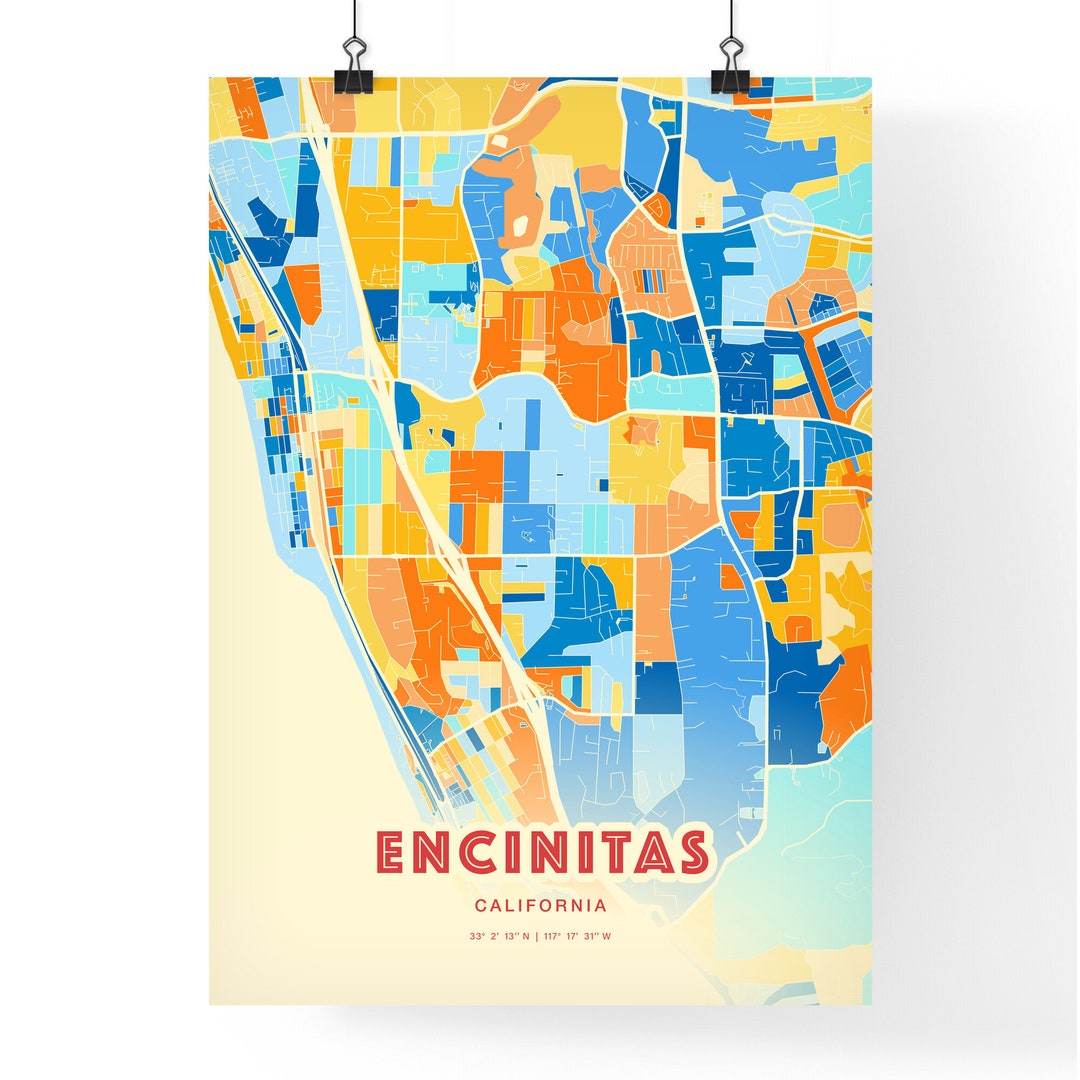Bunter ENCINITAS CALIFORNIA Blau Orange Fine Art Print Encinitas USA ...