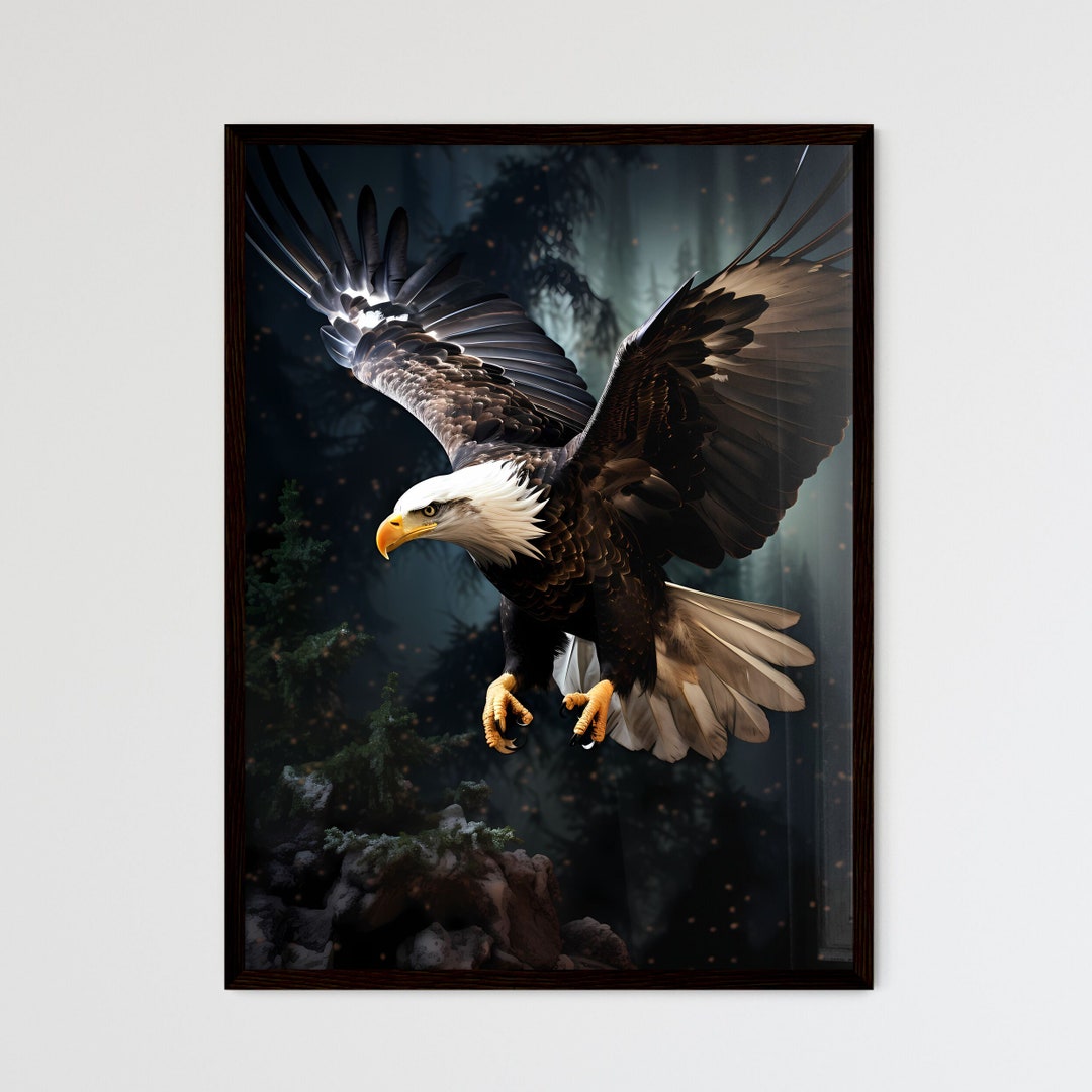 An Eagle Flying Upward A Bald Eagle Soaring in the Air Customizable Art ...