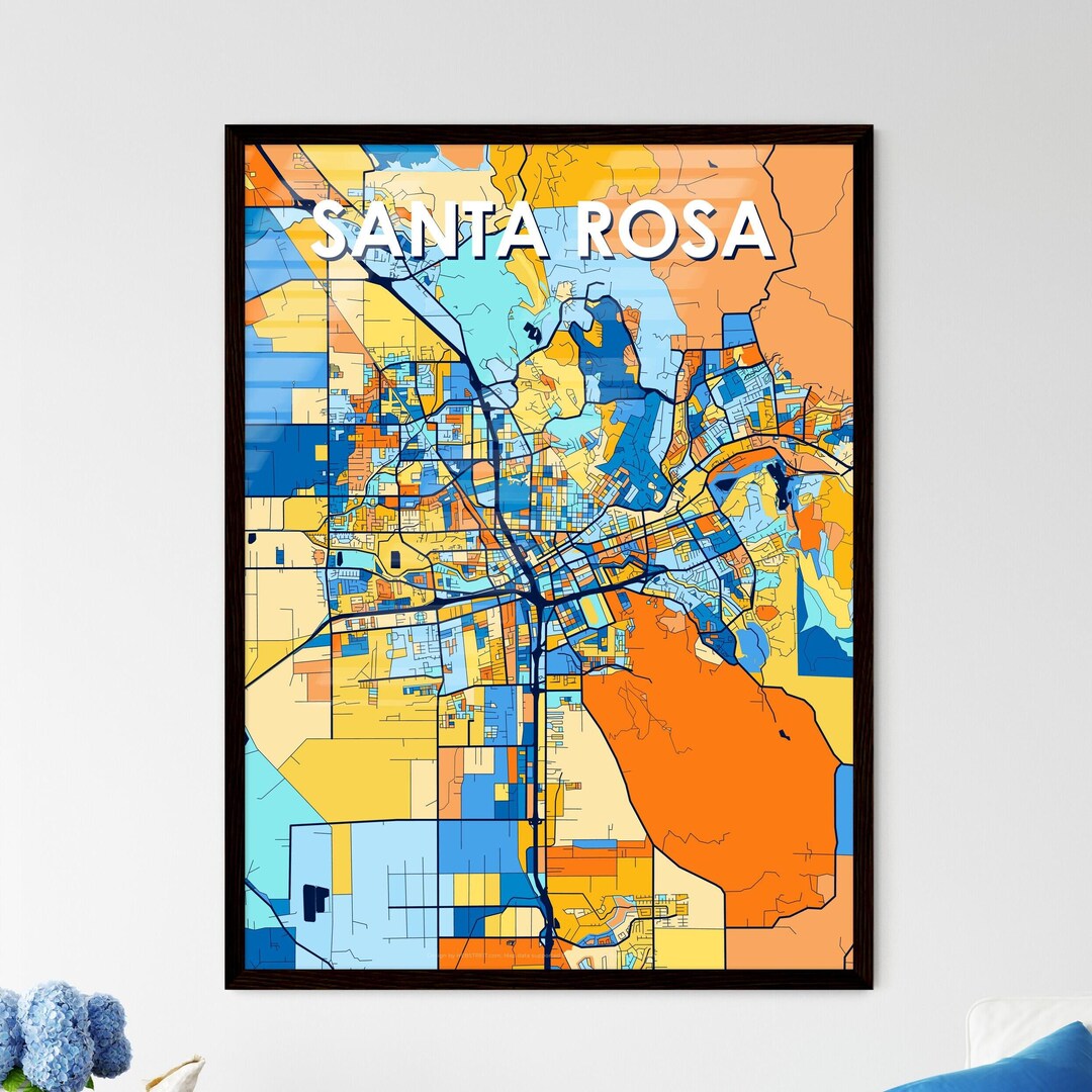 Santa Rosa, California Art Map Poster - Vibrant Wall Decor for Home | Unique Personalisable ...