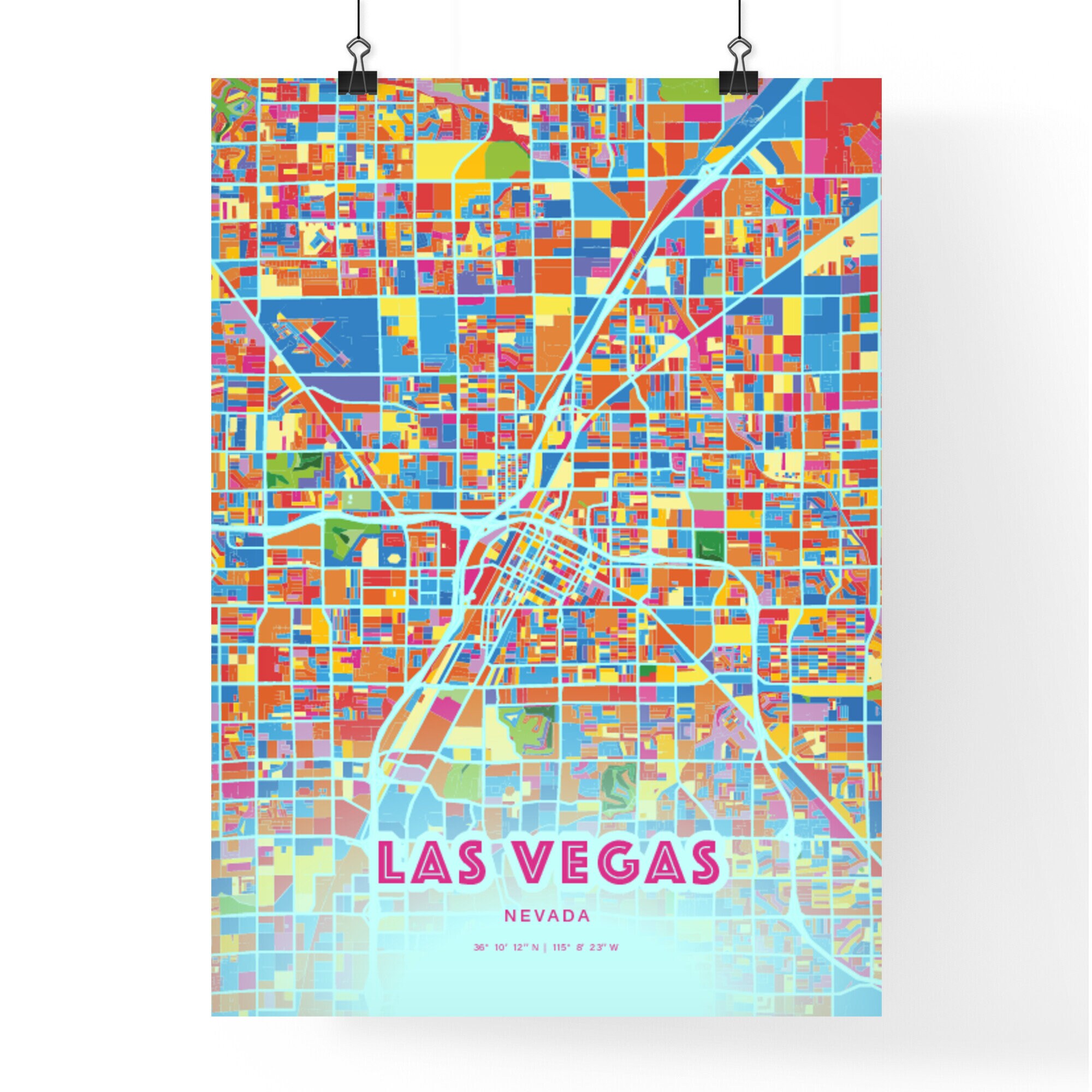 LAS VEGAS NEVADA Crazy Colorful Art Map Custom Poster - Etsy