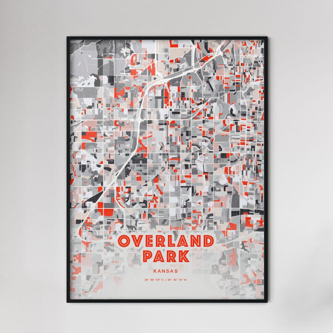 Expressive Art Map Overland Park Kansas Custom Poster - Etsy