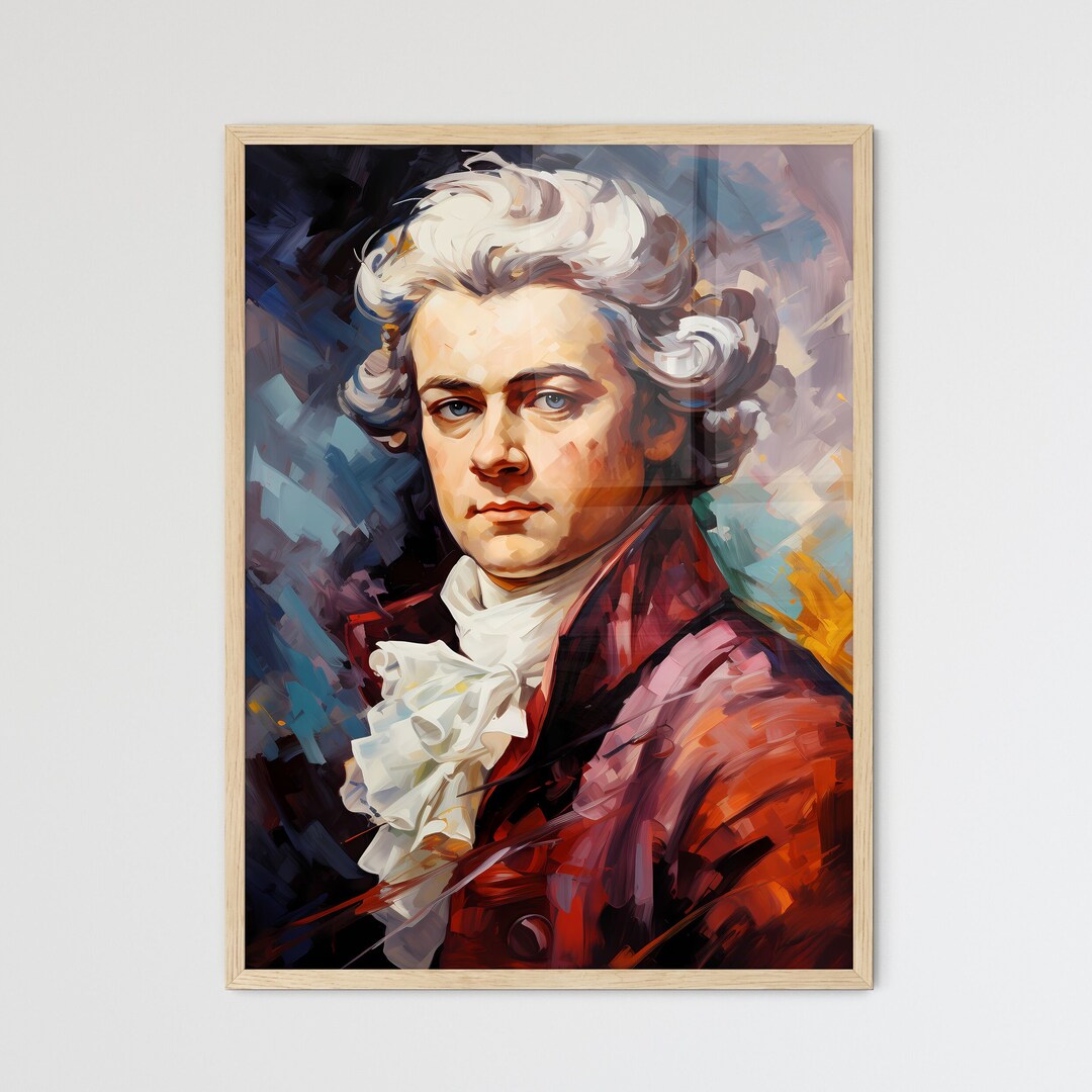 Wolfgang Amadeus Mozart A Painting of A Man, Vibrant Colorful Art Print ...