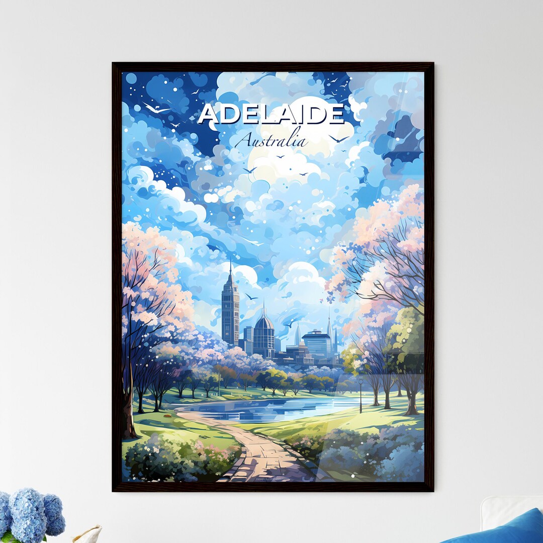 A Poster of Adelaide Australia Skyline A Landscape of A Park - Etsy