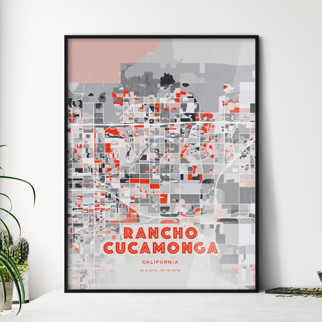 Modern Rancho Cucamonga California Art Map Custom Poster - Etsy